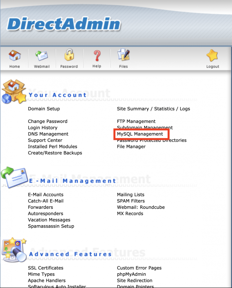 วิธีการ Export Database ใน Directadmin - Ruk-Com Hosting
